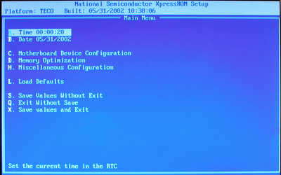 BIOS options in the Relisys RWT200EM thin client